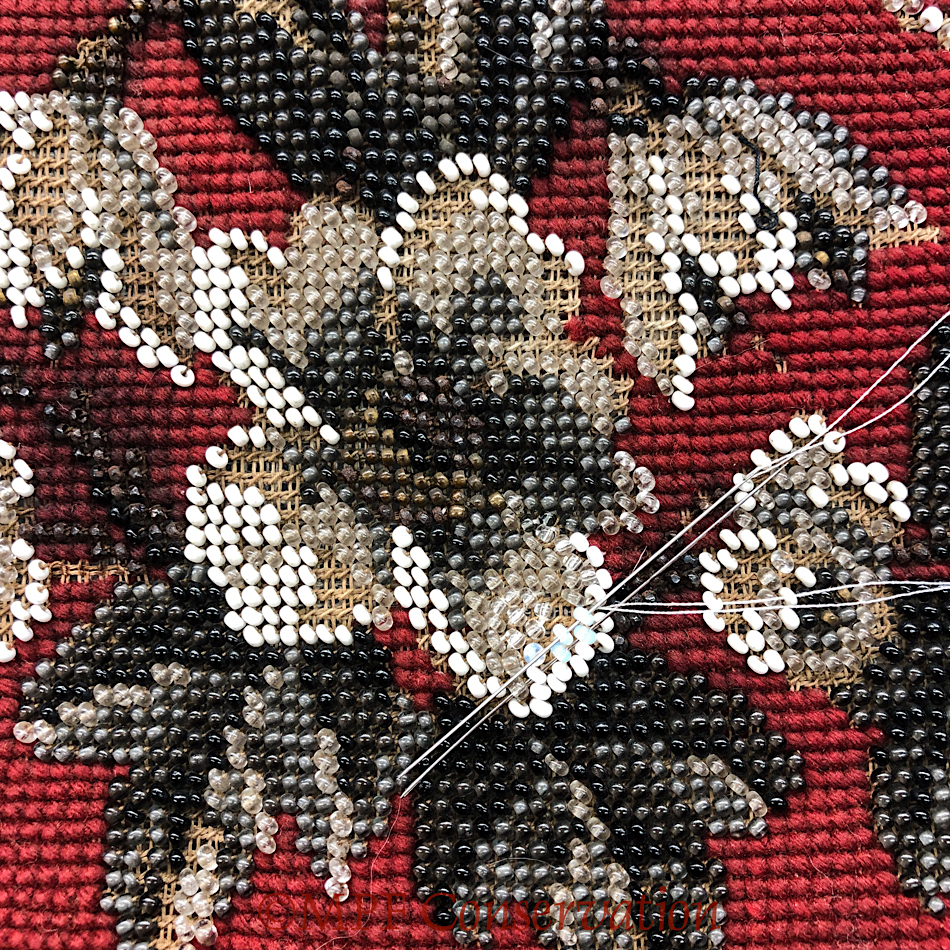 Textile Conservation: Victorian Tea Cosy, 3, Beading | MPF Conservation